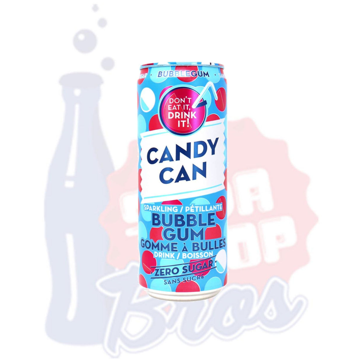 Candy Can Sparkling Bubble Gum Zero Sugar (330ml Can) - Soda Pop Bros Soda